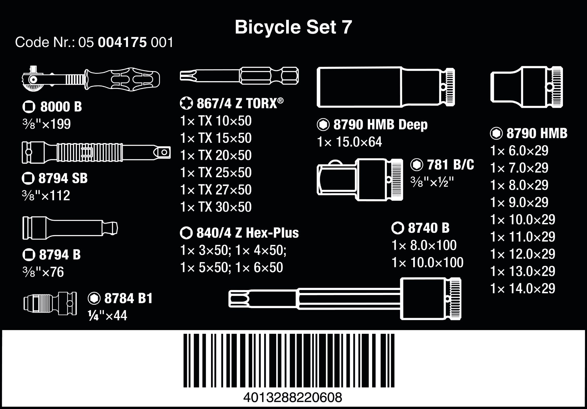 Wera Bicycle Set 7 - Zyklop 3/8" Ratchet and Socket Set, 27 piece ...